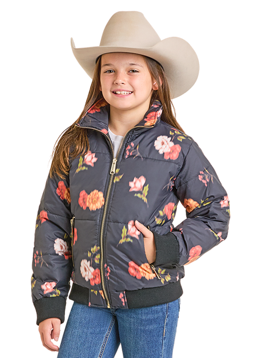 Rock & Roll Black and Floral Print Puffer Jacket – Cowboy Headquarters