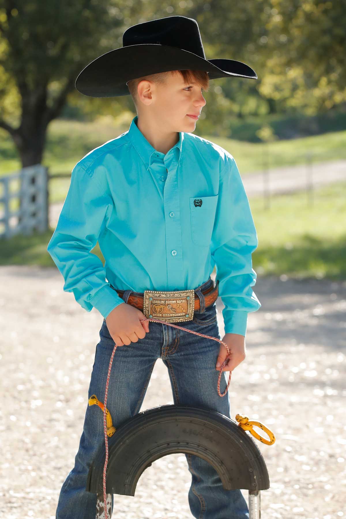 Cinch Boy's Long-Sleeve Turquoise Solid Shirt – Cowboy Headquarters