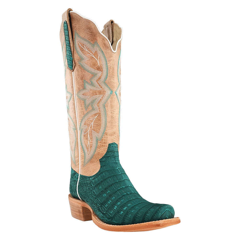 R. Watson Women's Turquoise Nubuck Sueded Caiman Belly Boot – Cowboy ...