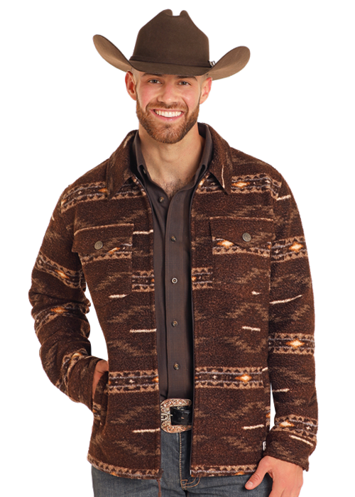 Rock & Roll Denim Powder River Brown Aztec Berber Jacket – Cowboy ...