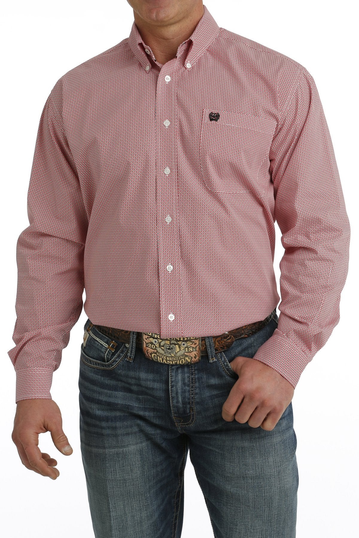 Cinch Men's Red Geometric Button Down Shirt – Cowboy Headquarters