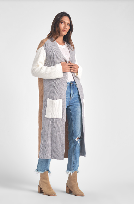 Elan Grey Colorblock Cardigan – Cowboy Headquarters